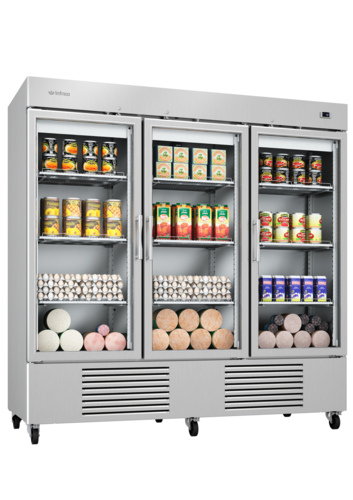 Infrico IRR-AN67CR 82" Three Section Reach In Refrigerator, (3) Left/R ...