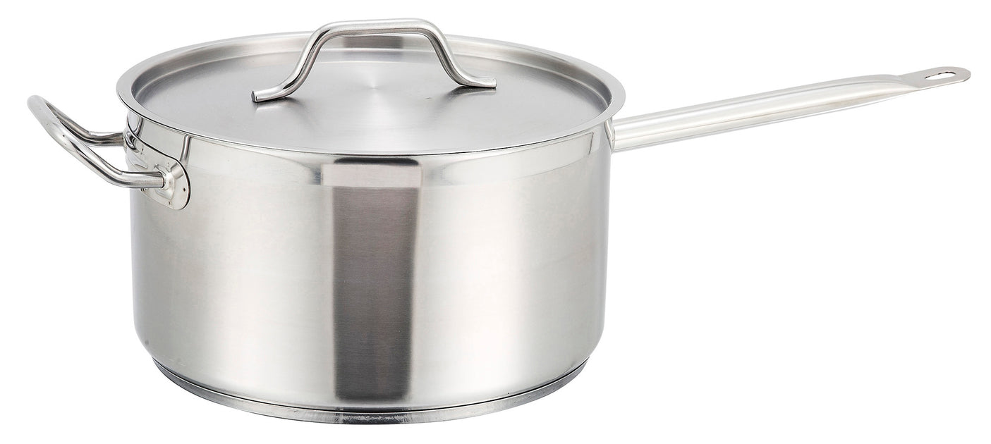 10qt S/S Sauce Pan w/Cover, Helper Hdl (2 Set) — City Food Equipment