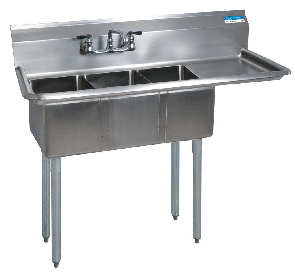 Compass 3 Compartments Convenience Store Sink 15" Right Drainboard 10 ...
